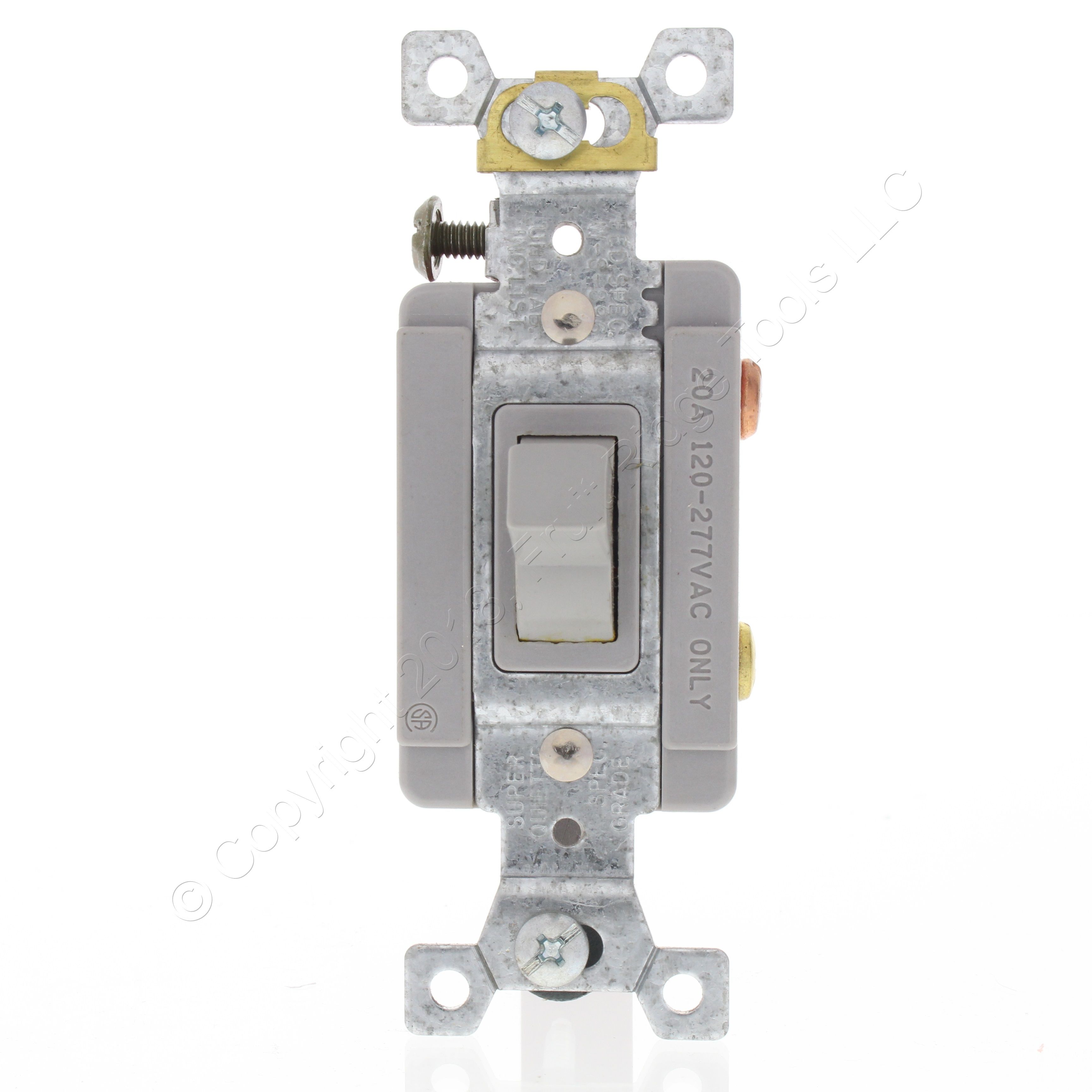Cooper Gray Industrial Grade 3-way Toggle Switch 20a 120/277v B&s ...