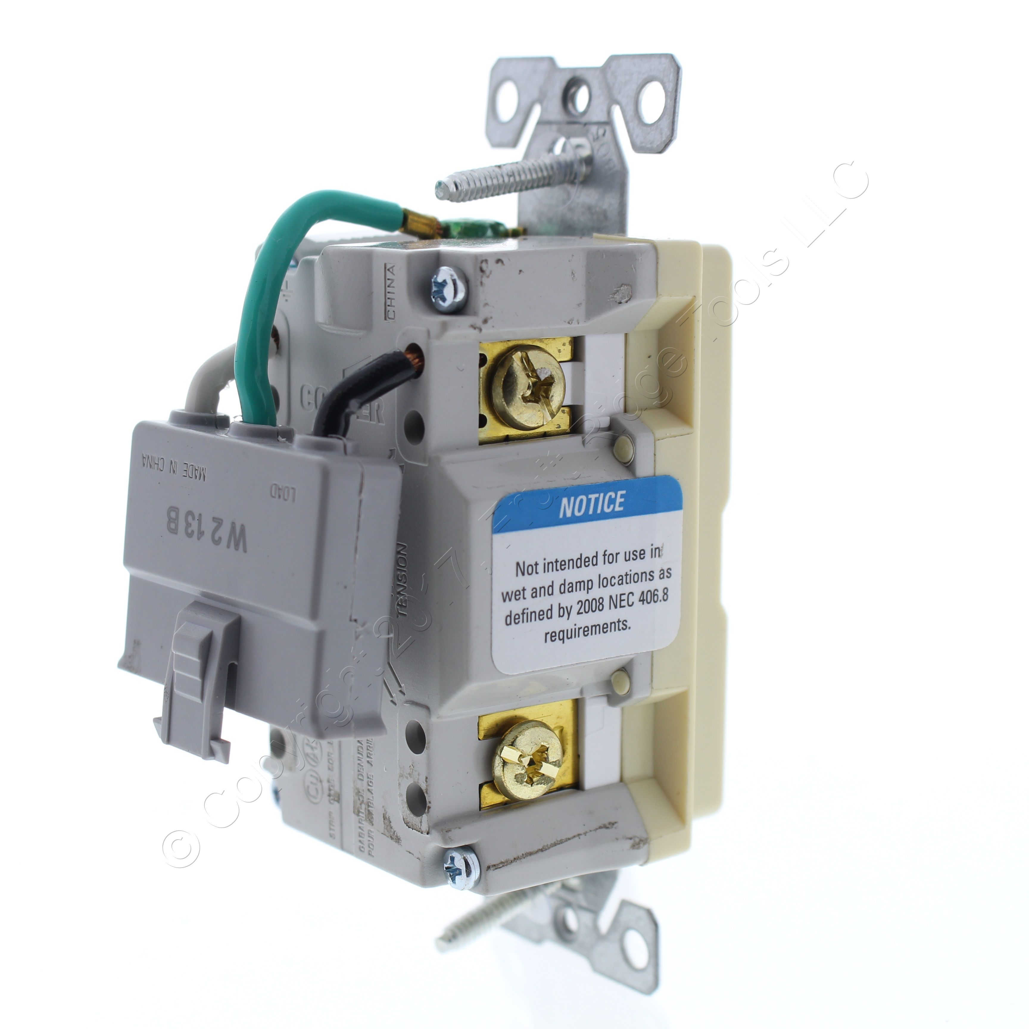 🏠 Cooper Ivory Tamper Resistant Straight Blade GFCI GFI Receptacle with ...