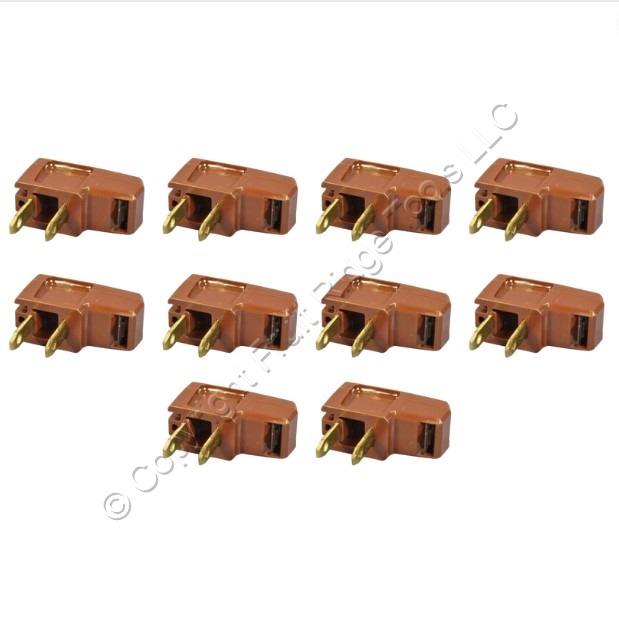 10 Eagle Brown Plugs Right Angle Side Mount 15A 125V Non-Polarized 1 ...