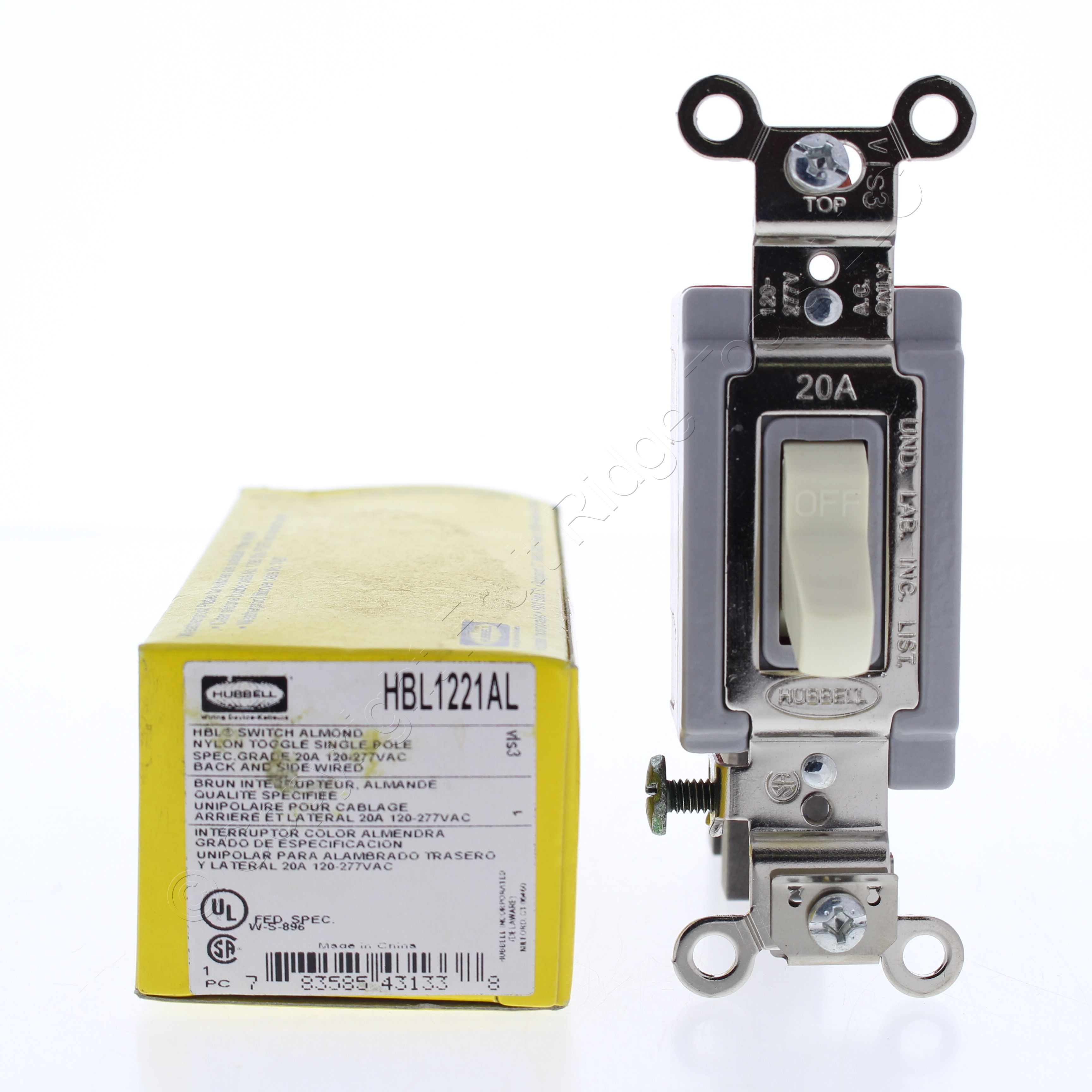 10 Hubbell Almond INDUSTRIAL Single Pole Toggle Switches 20A 120/277V ...