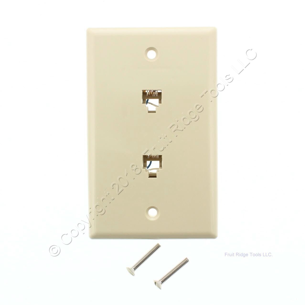 10 Leviton Ivory Dual Phone Jack Flush Wallplates 6-Wire 6P6C Type ...