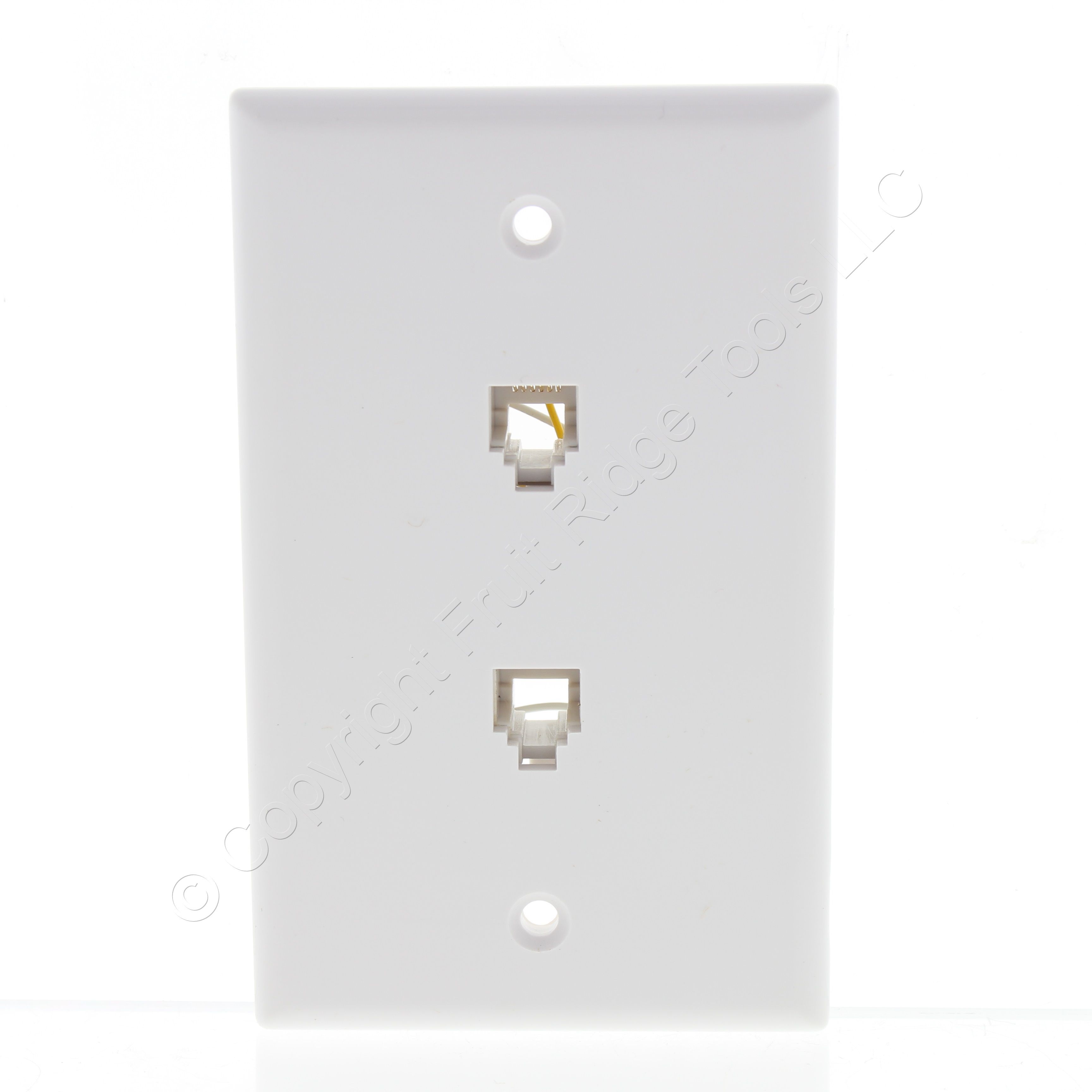 Leviton 10 White Duplex Phone Jack Wall Plates 6w Telephone (40266W ...
