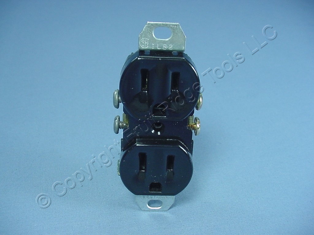 100PK Leviton Black Duplex Receptacle Outlets No Plaster Ears 15A 5-15R ...