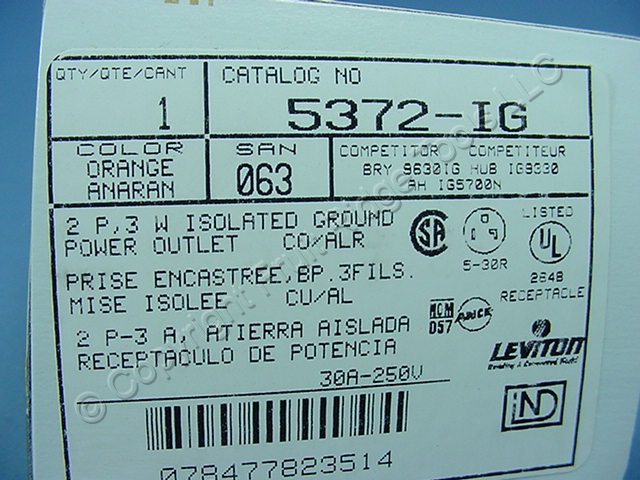 10 Leviton ISO GND Receptacle Outlets 6-30 30a 250v for sale online | eBay