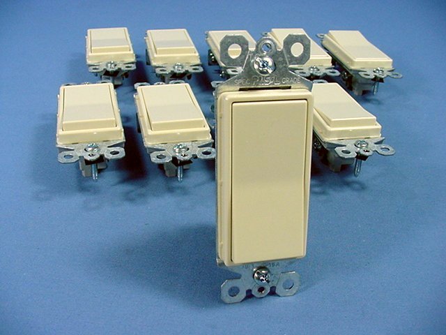 10 Pass & Seymour Ivory Decorator Rocker Wall Light Switches 3-Way 15A ...